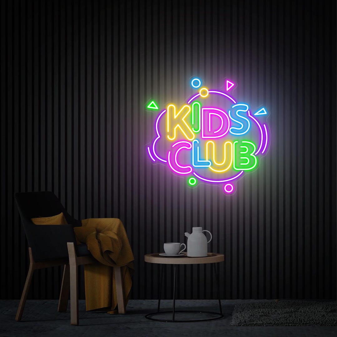 Kids Club Neon Sign, Cool Kids Club Led Light Sign, Kids Party Wall Art ...