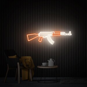 AK47 Neon Sign, AK 47 Neon Pistol LED Neon Lights, Custom Neon Sign ...