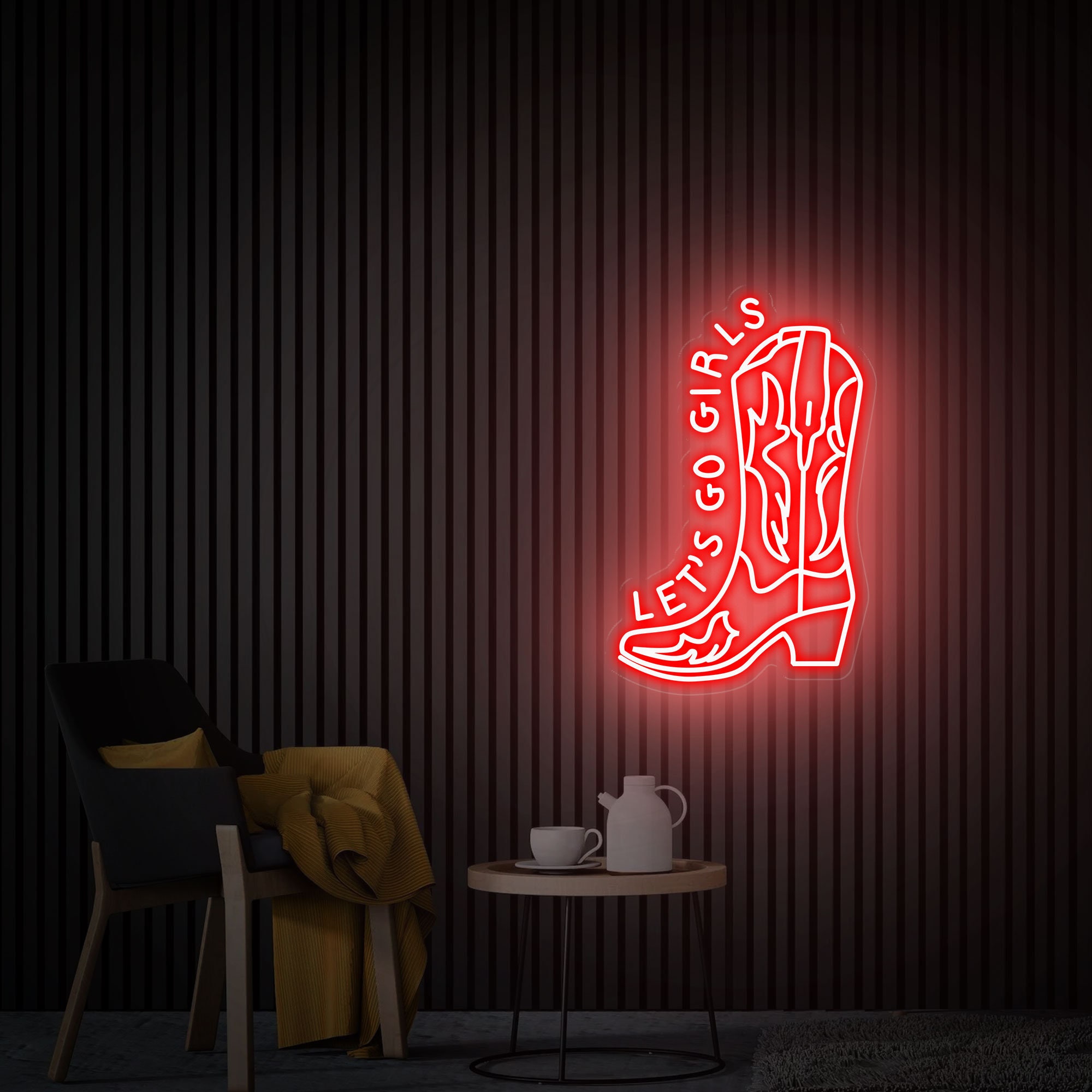 Cowboy Boot Neon Sign, Let's Go Girls Cowboy Shoe Led Sign, Western ...