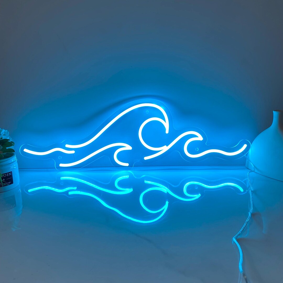 Wave Neon Sign, Ocean Neon Sign, Custom Wave LED Neon Sign, Bedroom ...