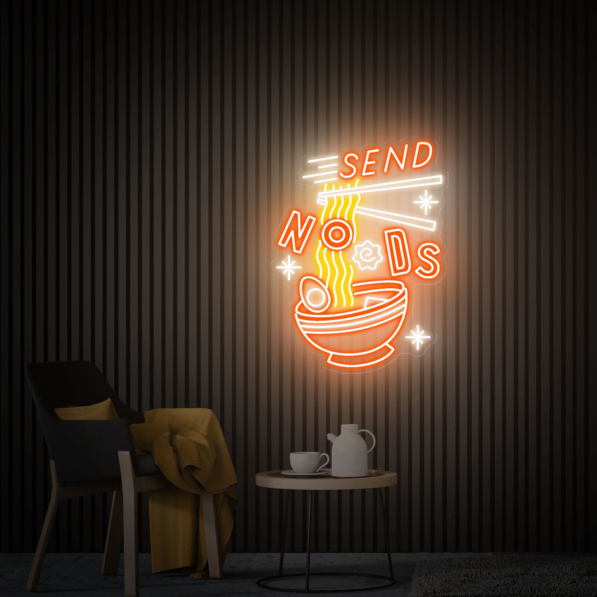 Send Noods Funny Noodle Neon Sign, Ramen Led Sign, Ramen Japanese ...