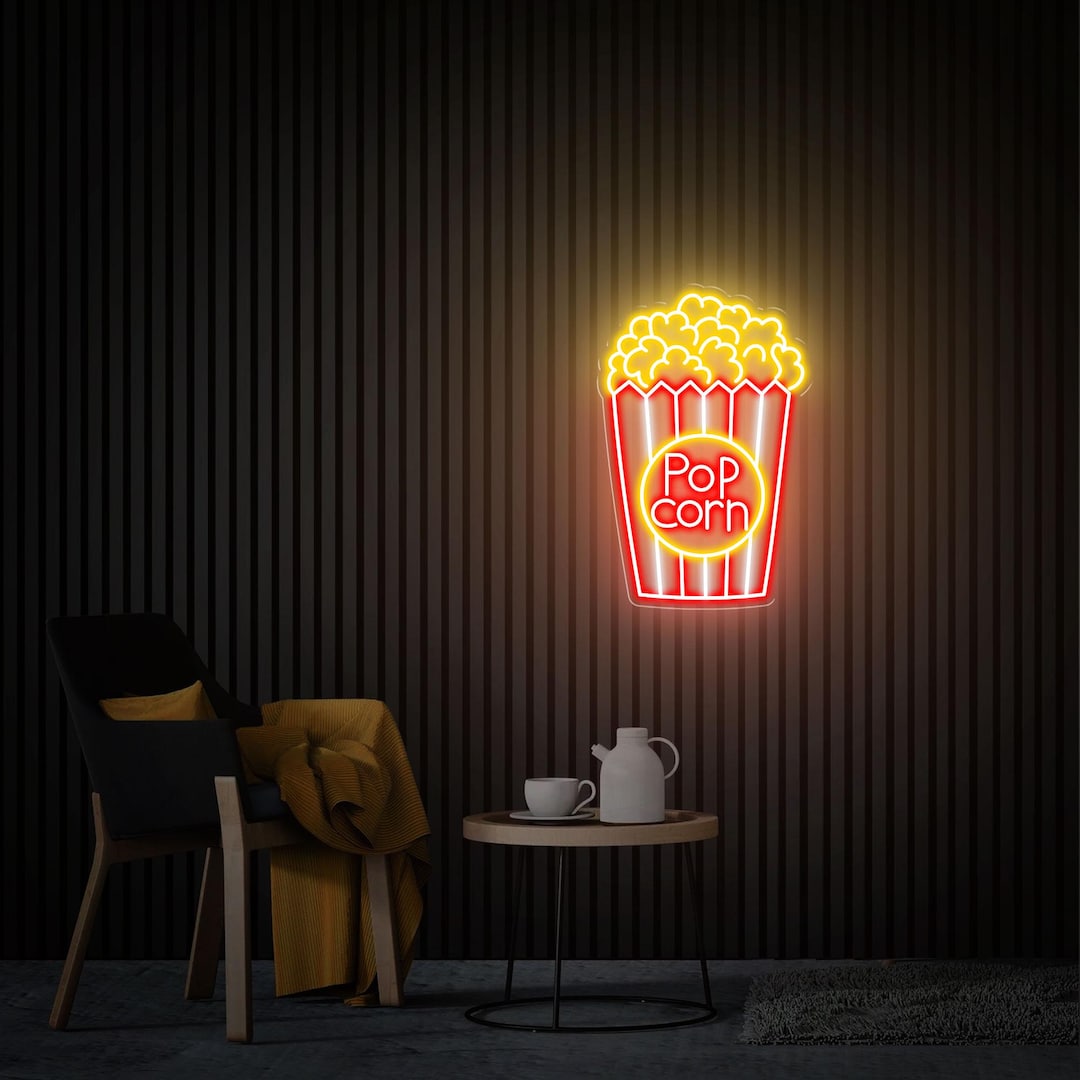 Pop Corn Neon Sign, Custom Snack Bar Neon Sign, Film Room Decor ...