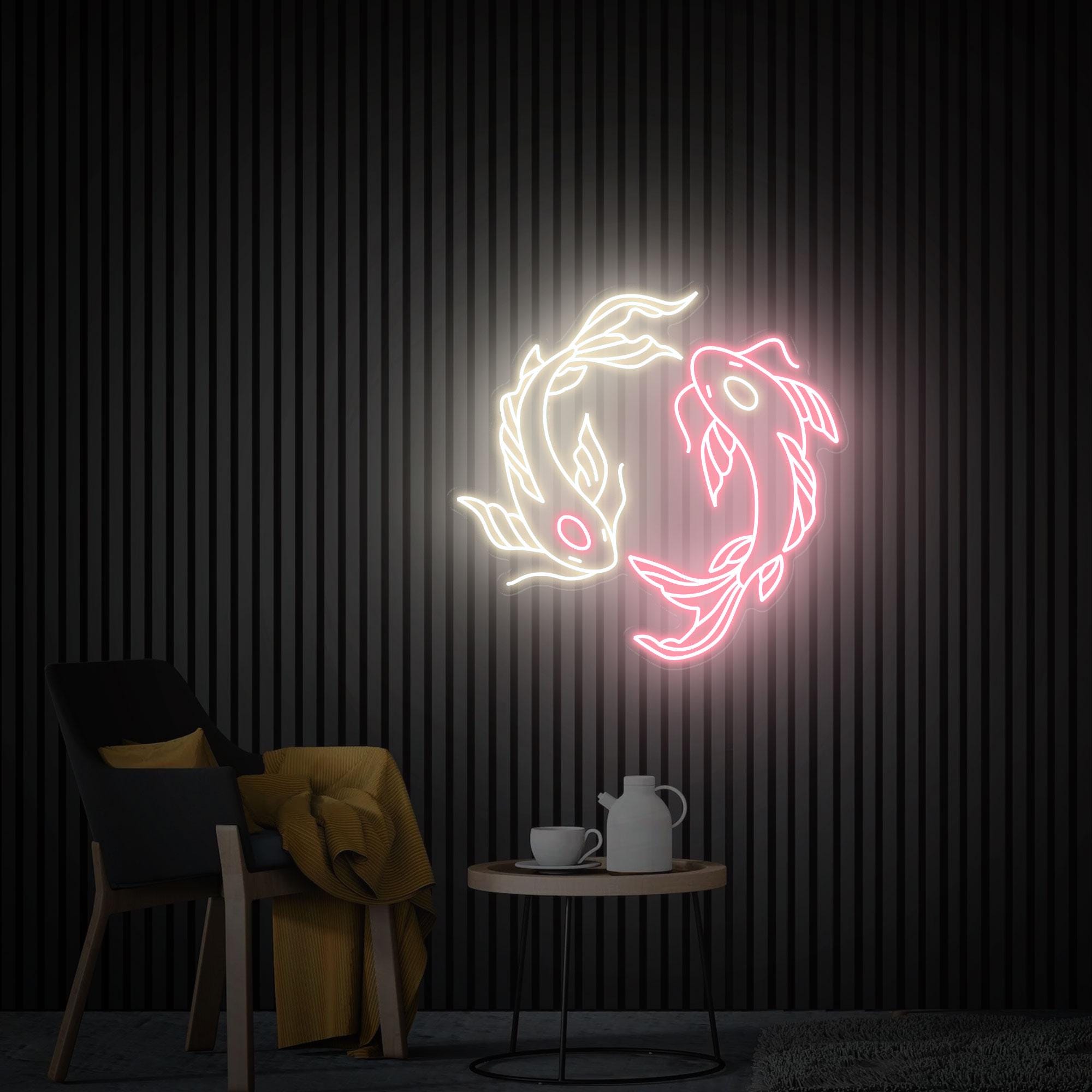 Koi Fish Neon Sign, Koi Fish Wall Art, Custom Japanese Neon Sign, Koi ...