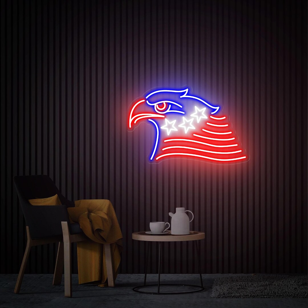 Eagle Head Neon Sign, Eagle Neon Light , Eagle Art Sign, American Eagle ...