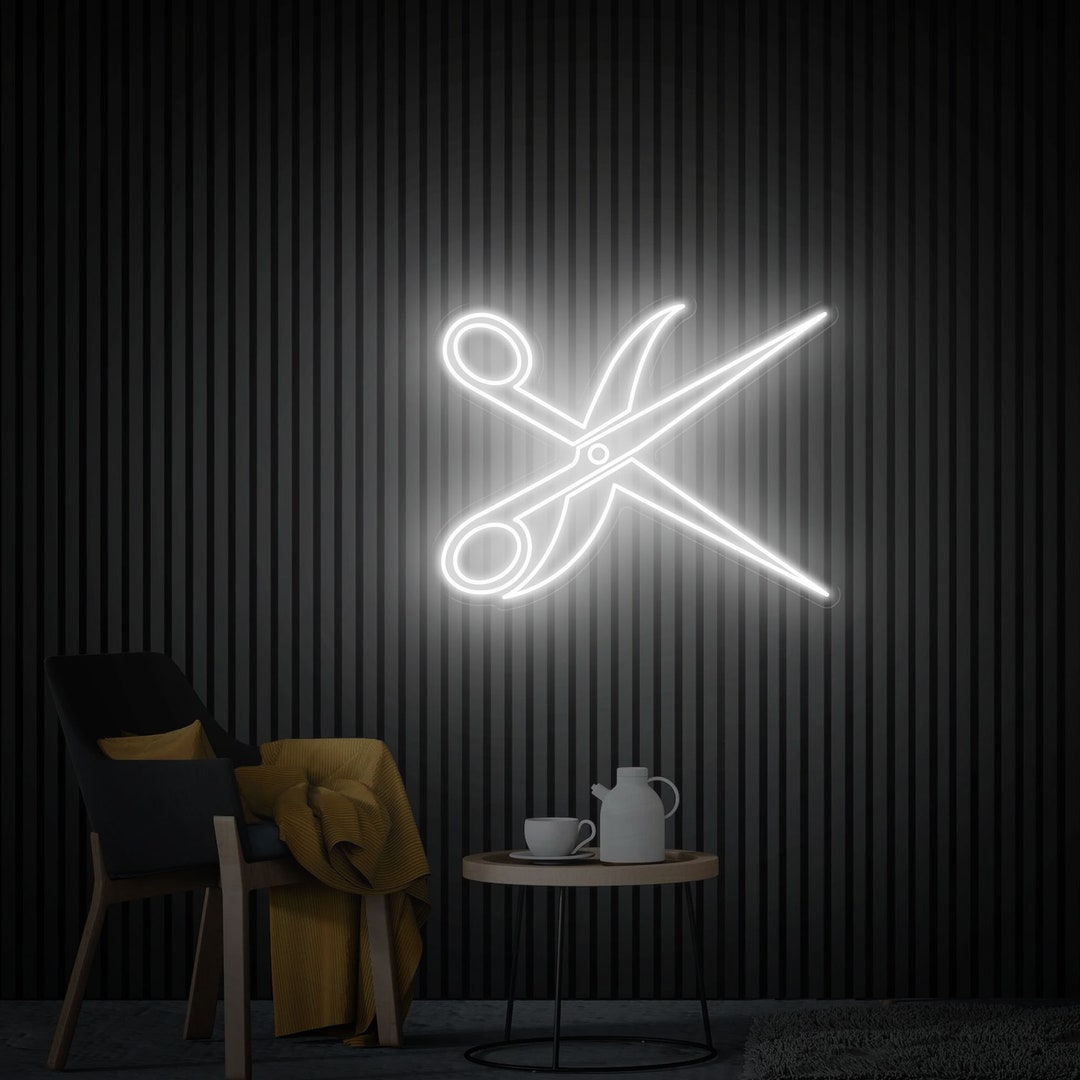 Scissors Neon Sign, Hair Salon Decor, Scissors Led Light Sign, Barber ...