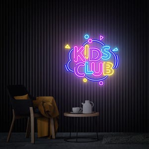 Kids Club Neon Sign, Cool Kids Club Led Light Sign, Kids Party Wall Art ...