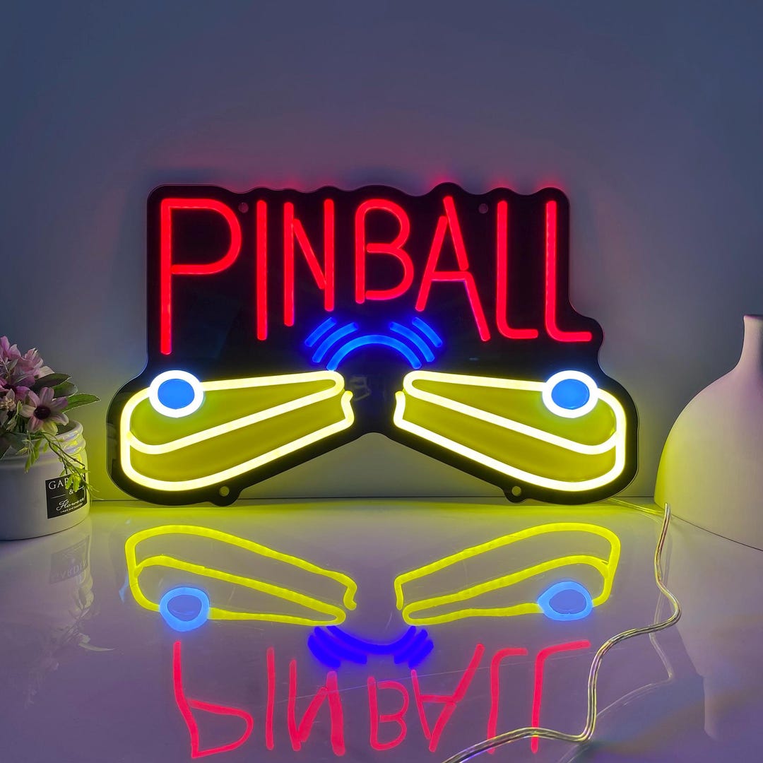 Pinball UV Printed Neon Sign, Wall Decor Arcade Neon Sign, Pinball ...