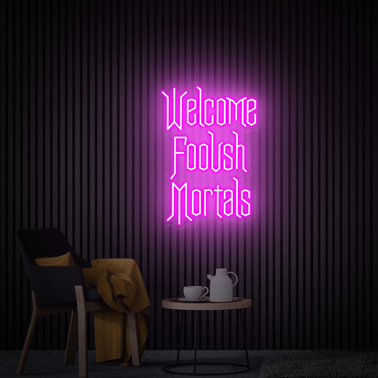 Welcome Foolish Mortals Neon Sign, Goth Wall Art Sign, Custom Neon Sign ...