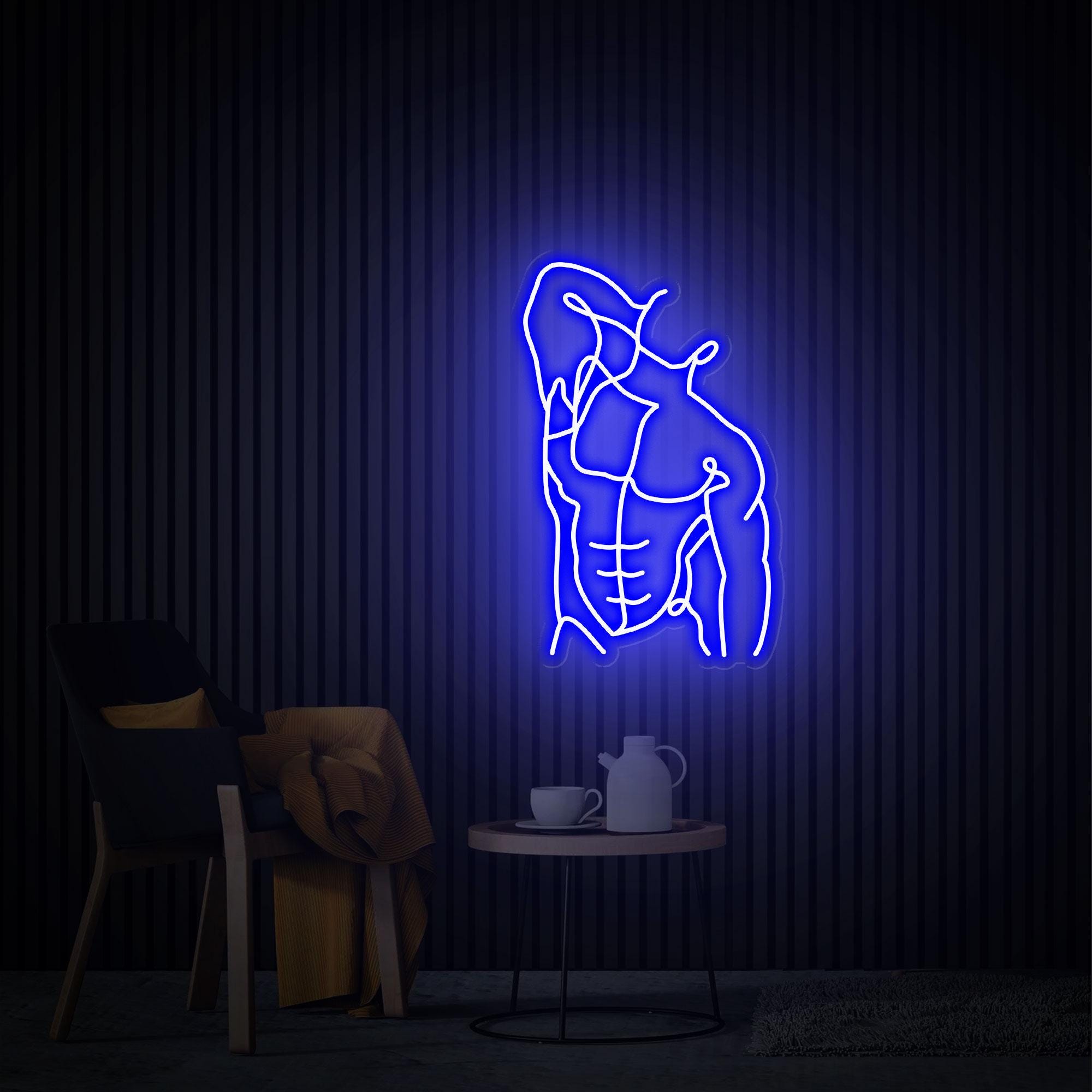 Man Neon Sign, Man Art, Male Body Art, Custom Neon Sign, Bedroom Wall ...