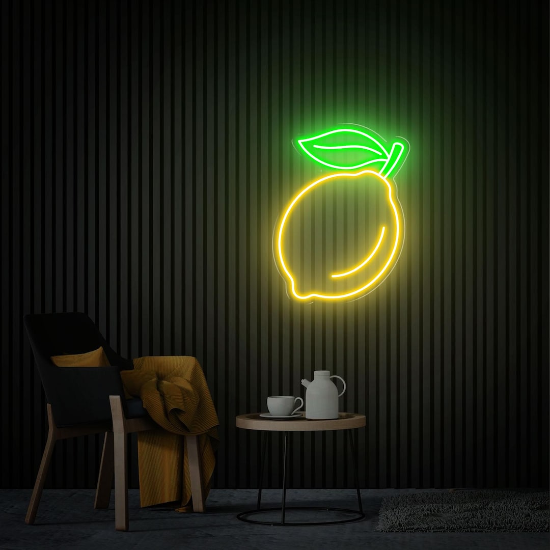 Lemon Neon Sign, Fruit Lemon Led Sign, Lemon Neon Art, Bar Neon Sign ...