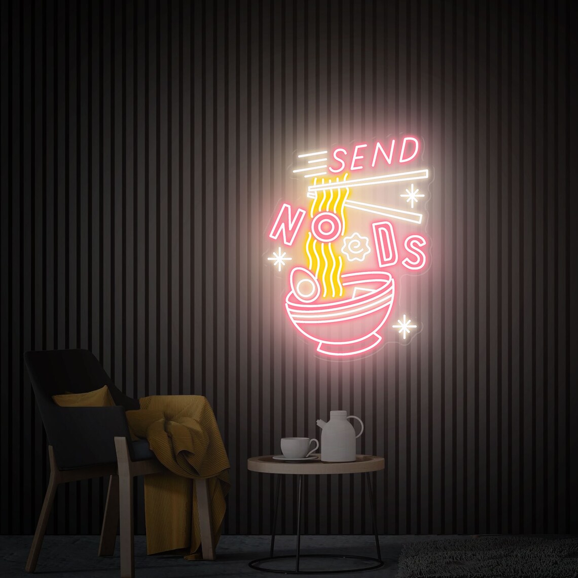 Send Noods Funny Noodle Neon Sign, Ramen Led Sign, Ramen Japanese ...