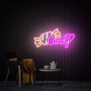 Candy Neon Sign, Candy Shop Decor, Custom Neon Sign, Candy Bar Decor ...
