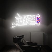 Personalized Barber Shop Metal Wall Art LED Light, Custom Barber Metal ...
