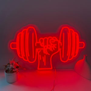 Dumbell Neon Sign Lifting Dumbbells Led Light, Home Gym Neon Sign ...