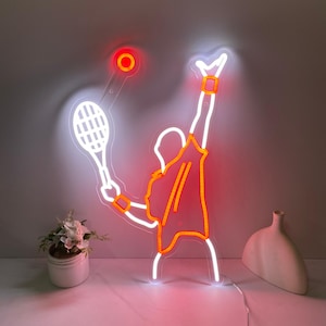 Tennis Player Neon Sign, Playing Tennis Led Light Sign, Gym Decor ...