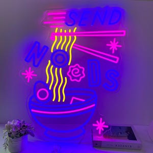 Send Noods Funny Noodle Neon Sign, Ramen Led Sign, Ramen Japanese ...