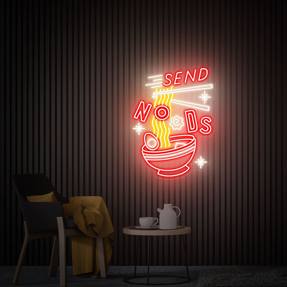 Send Noods Funny Noodle Neon Sign, Ramen Led Sign, Ramen Japanese ...