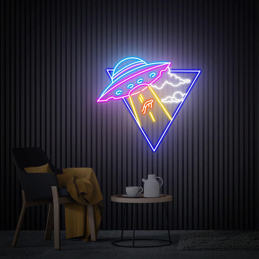 UFO Neon Sign, UFO Abduction Led Light Sign, Kidnapping Man Sign ...