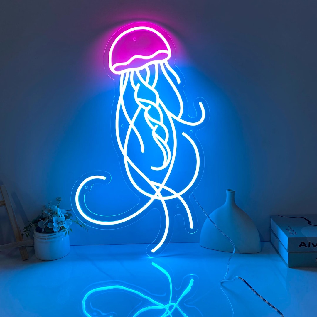 Jellyfish Neon Sign, Jellyfish Wall Art, Ocean Led Sign, Custom Neon ...