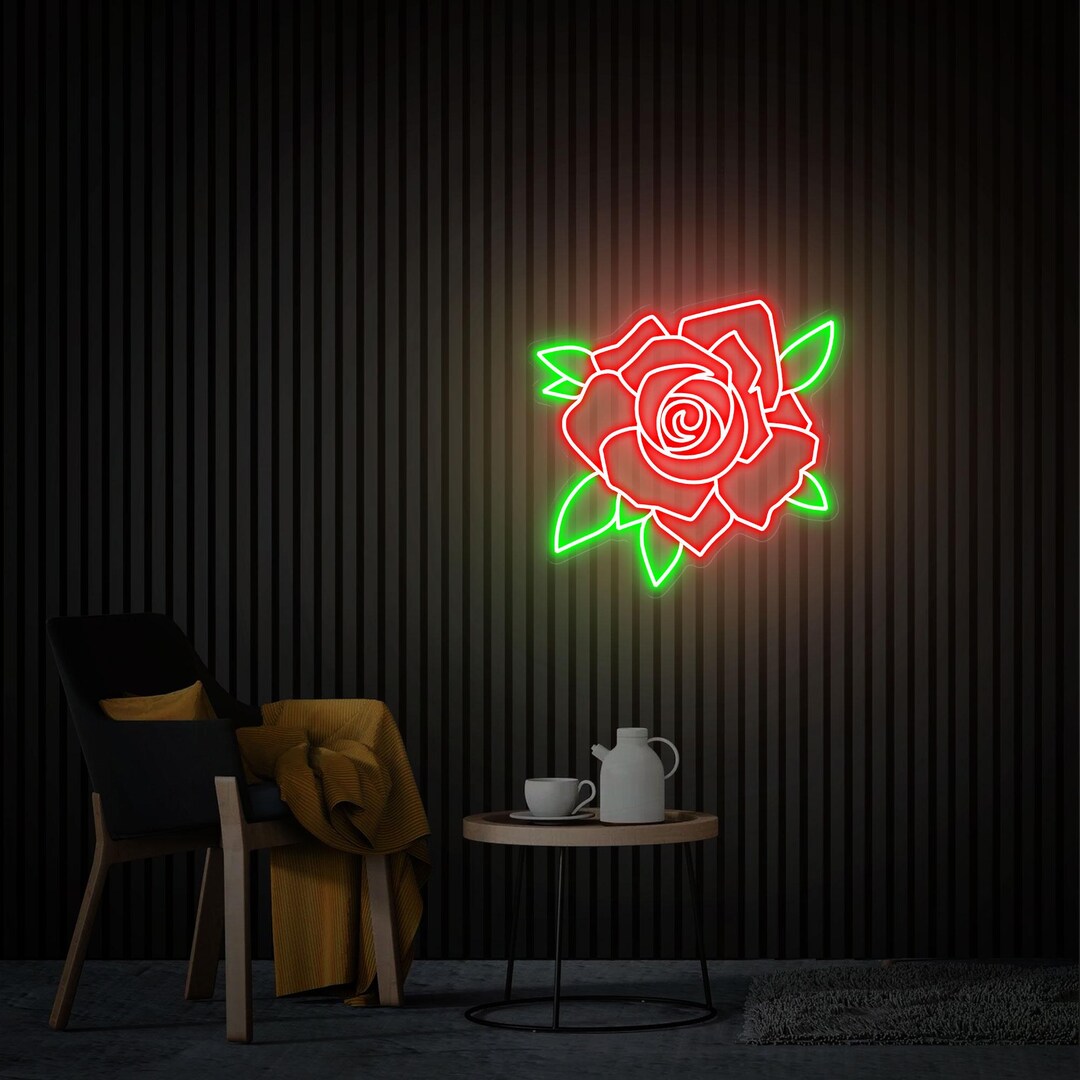 Rose Neon Sign, Flower Neon Sign, Custom Led Light Sign for Bedroom ...