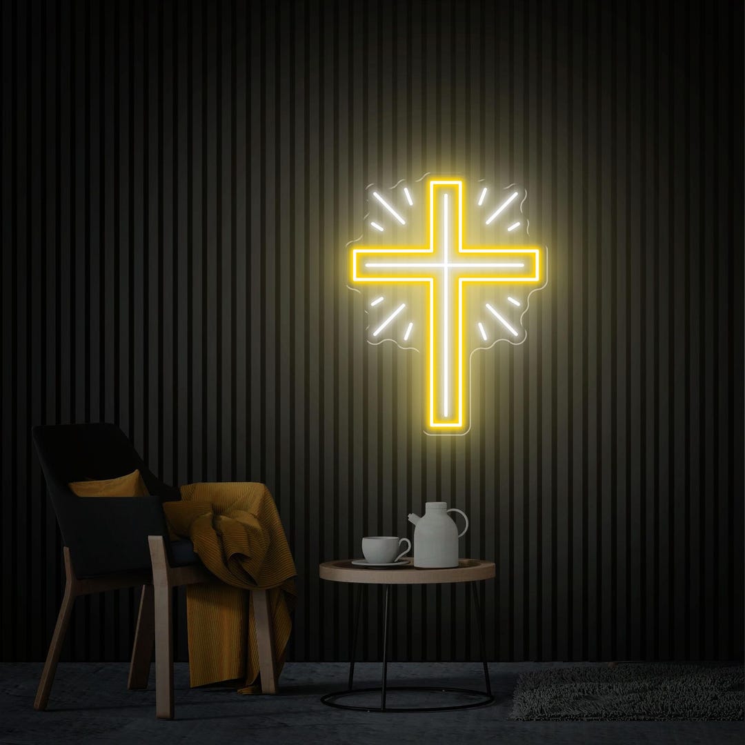 Cross Neon Sign, Cross Wall Decor, Jesus Cross Led Custom Neon Sign ...
