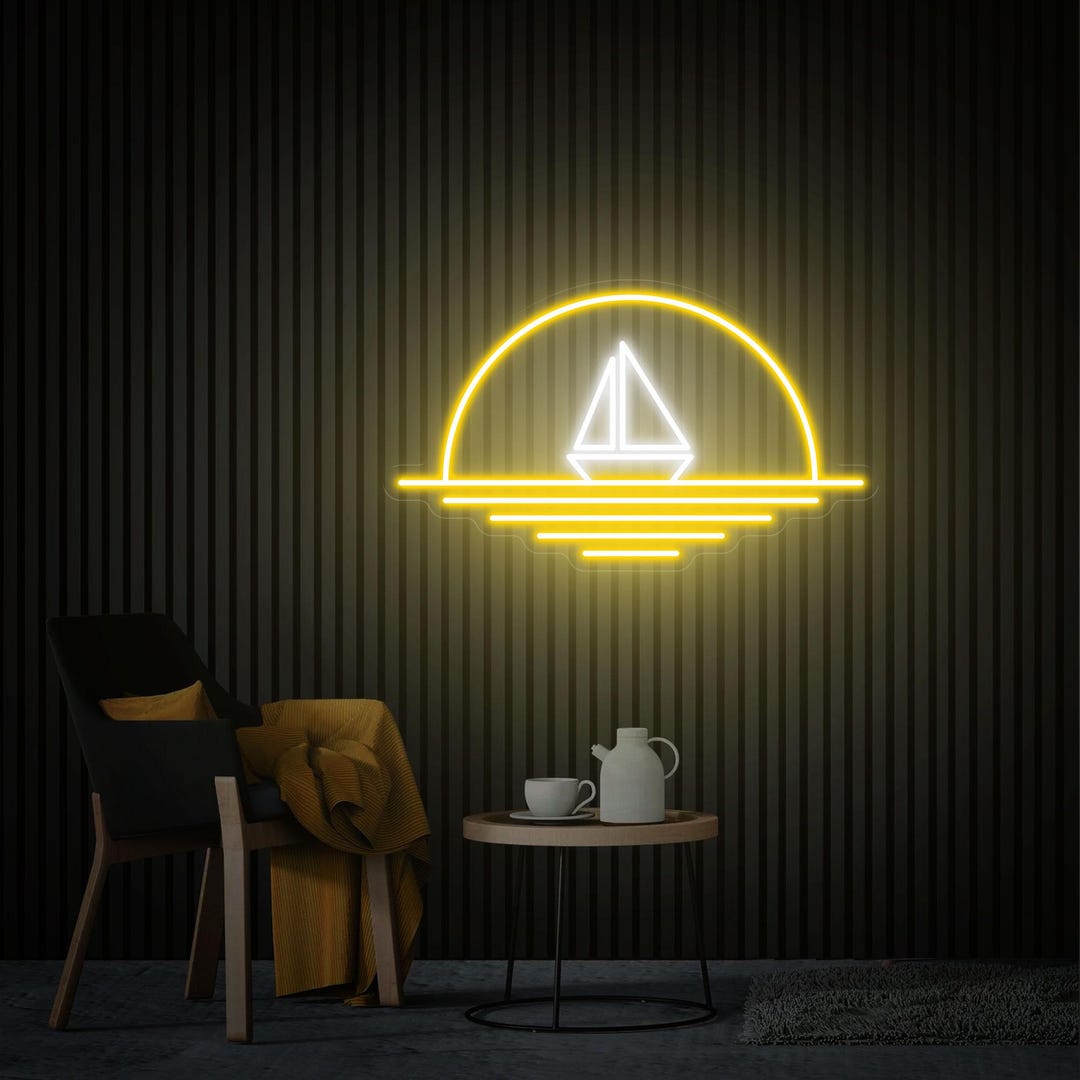 Boat Sunset Neon Sign, Sunset Neon Wall Art, Custom Neon Sign, Boat ...