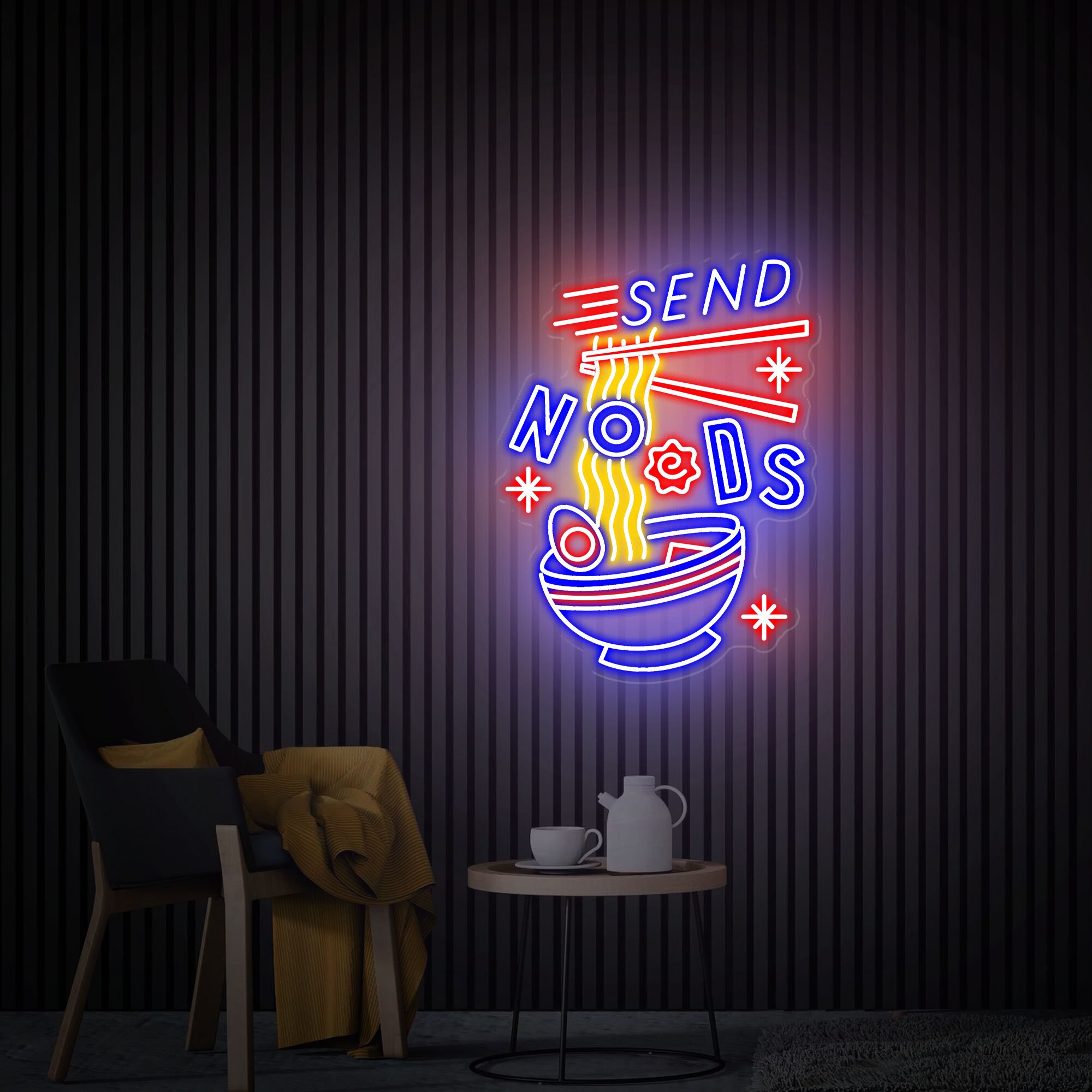 Send Noods Funny Noodle Neon Sign, Ramen Led Sign, Ramen Japanese ...
