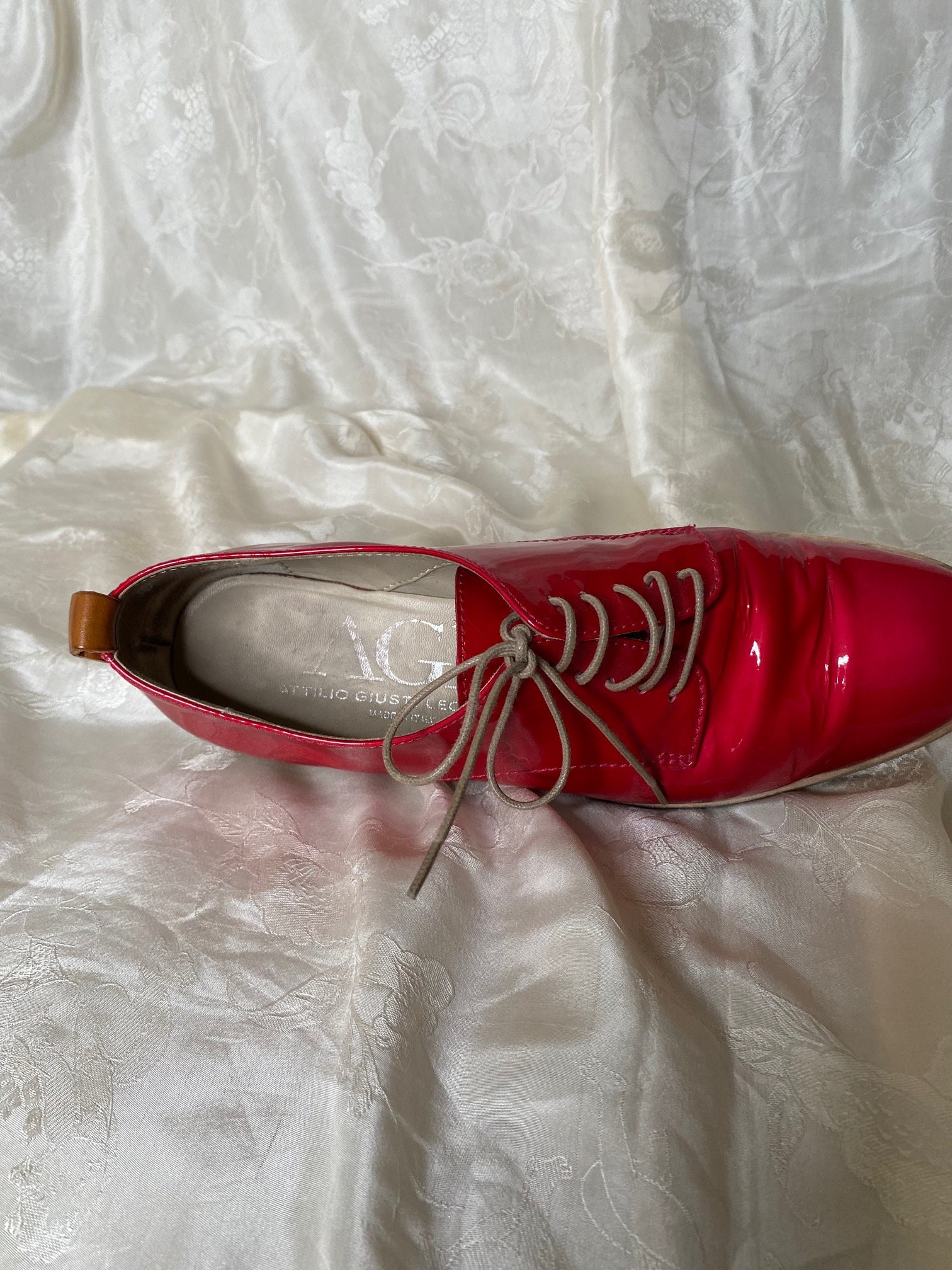 Candy Apple Red Patent Leather Lace up Shoes by AGL - Etsy