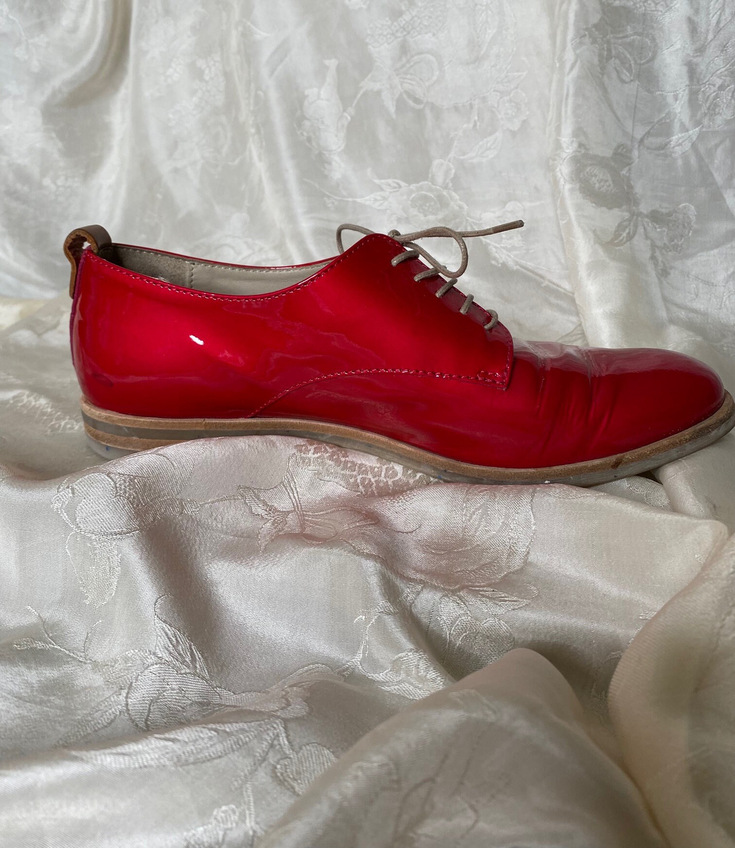 Candy Apple Red Patent Leather Lace up Shoes by AGL - Etsy