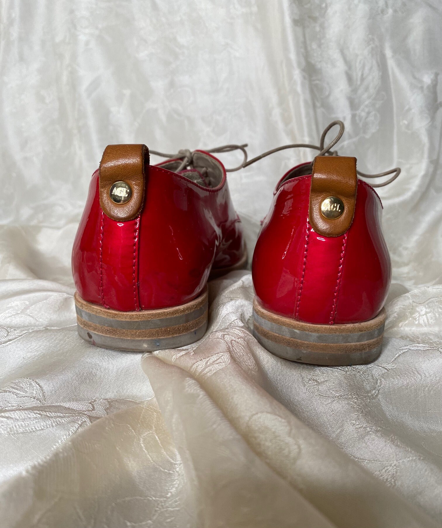 Candy Apple Red Patent Leather Lace up Shoes by AGL - Etsy