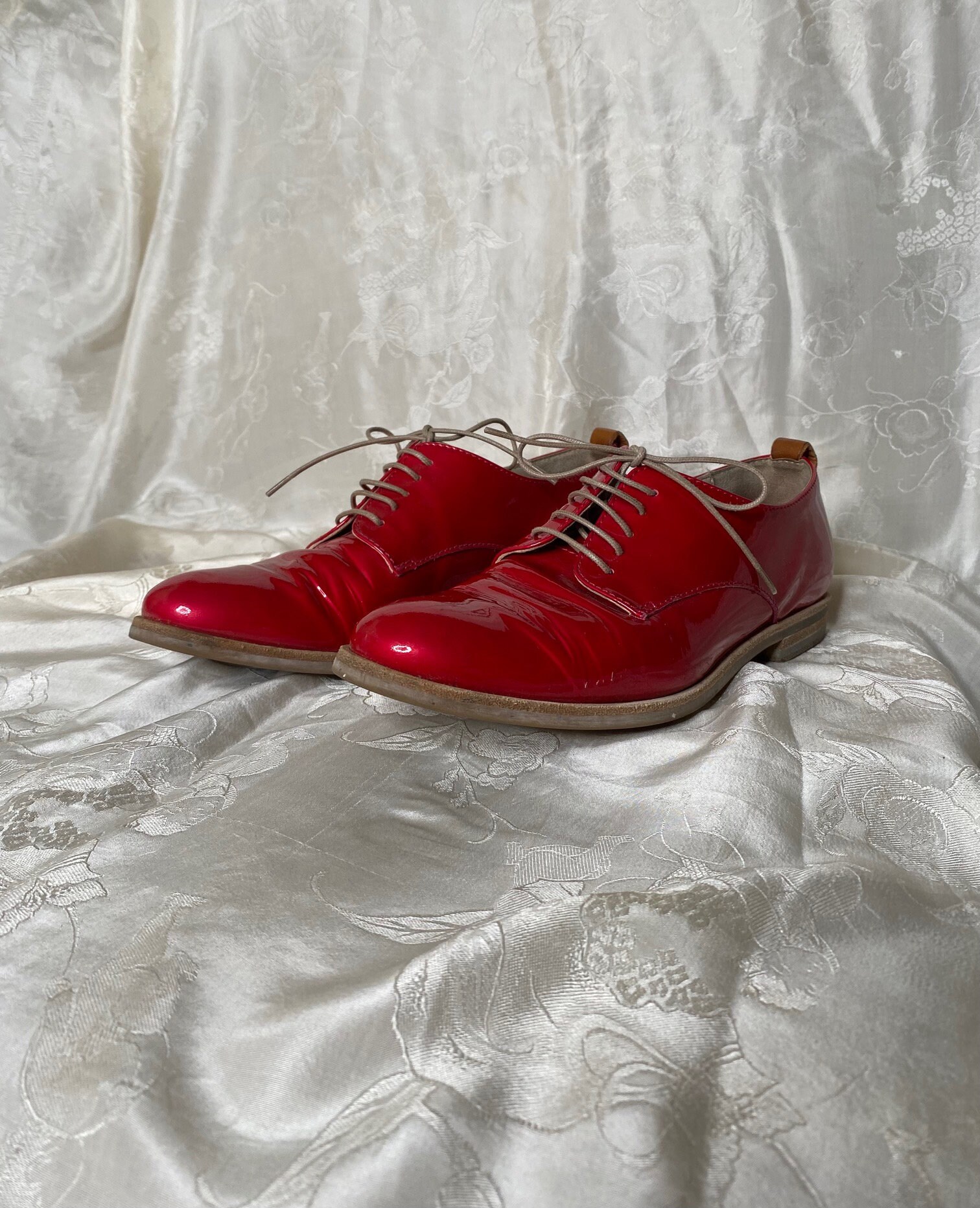 Candy Apple Red Patent Leather Lace up Shoes by AGL - Etsy