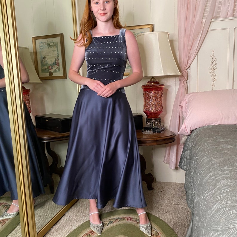 Evening/ballroom Dance Dress Grey Velvet, Satin, and Rhinestones by ...