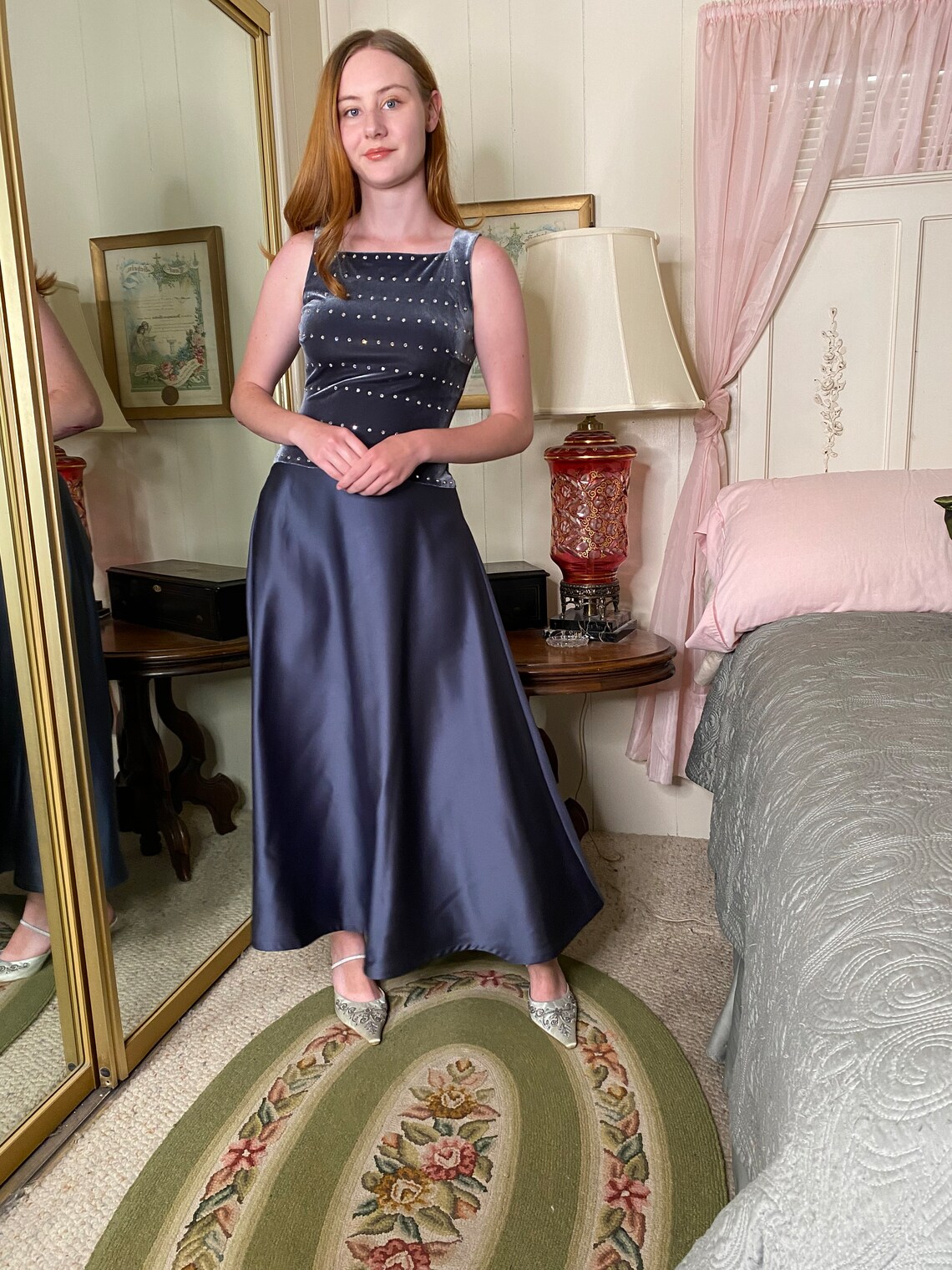 Evening/ballroom Dance Dress Grey Velvet, Satin, and Rhinestones by ...