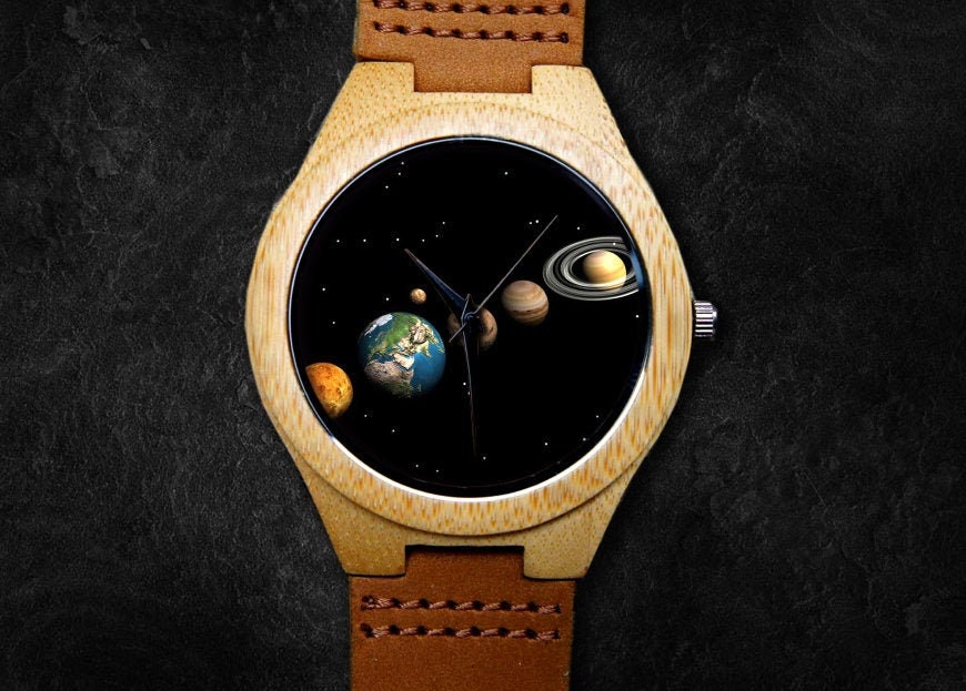 Solar System Watch Planets Watch Unisex Watch Bamboo Wooden | Etsy