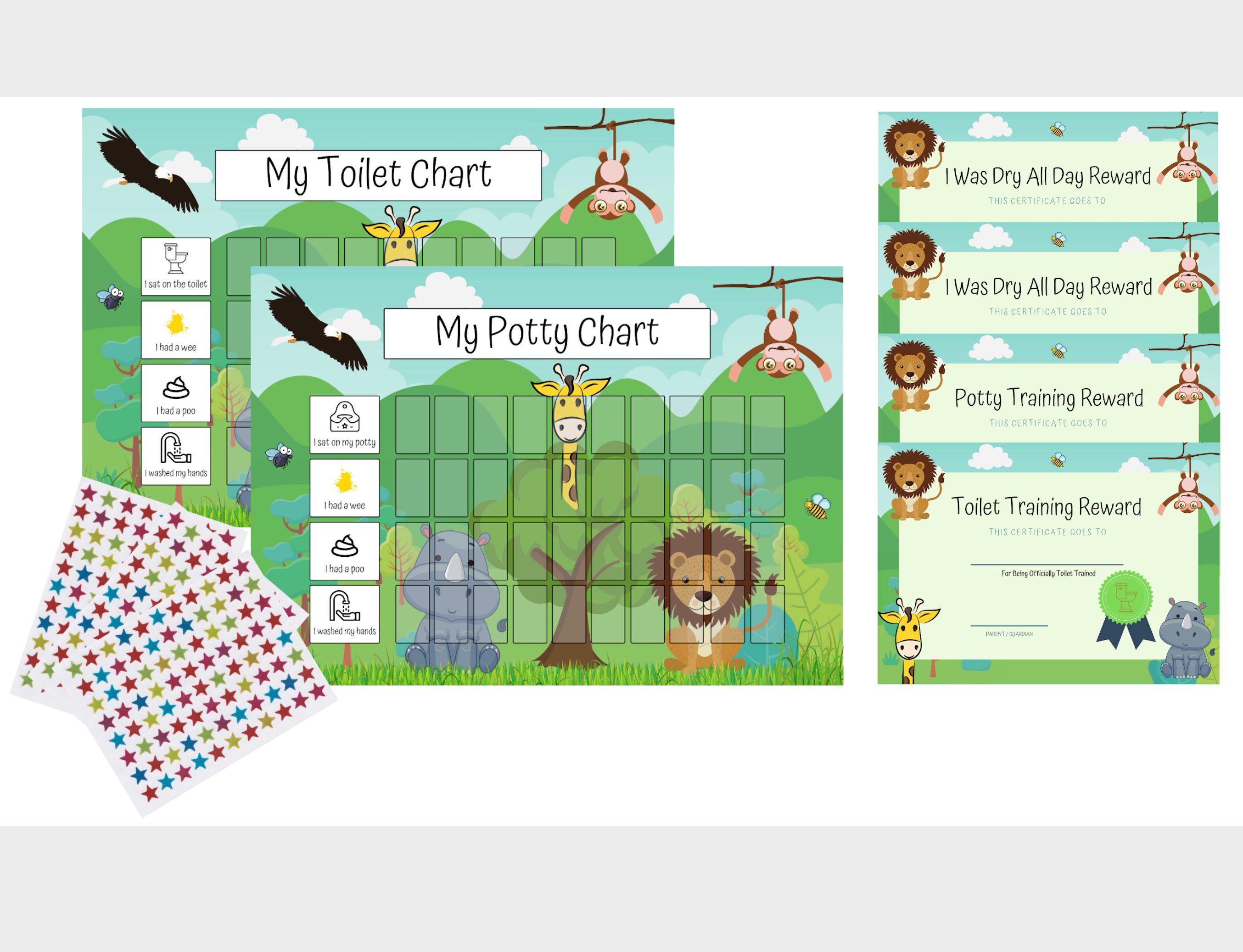 Potty and Toilet Training Reward Charts With Certificates and - Etsy ...