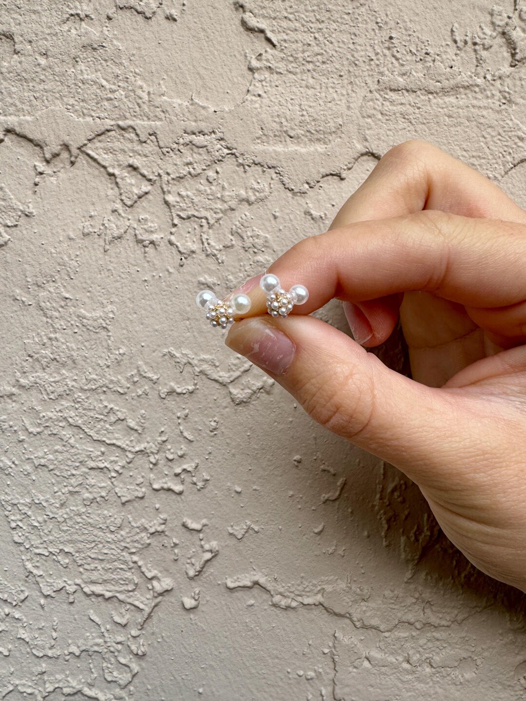 Mini Pearl Mickey Stud Earrings - Etsy