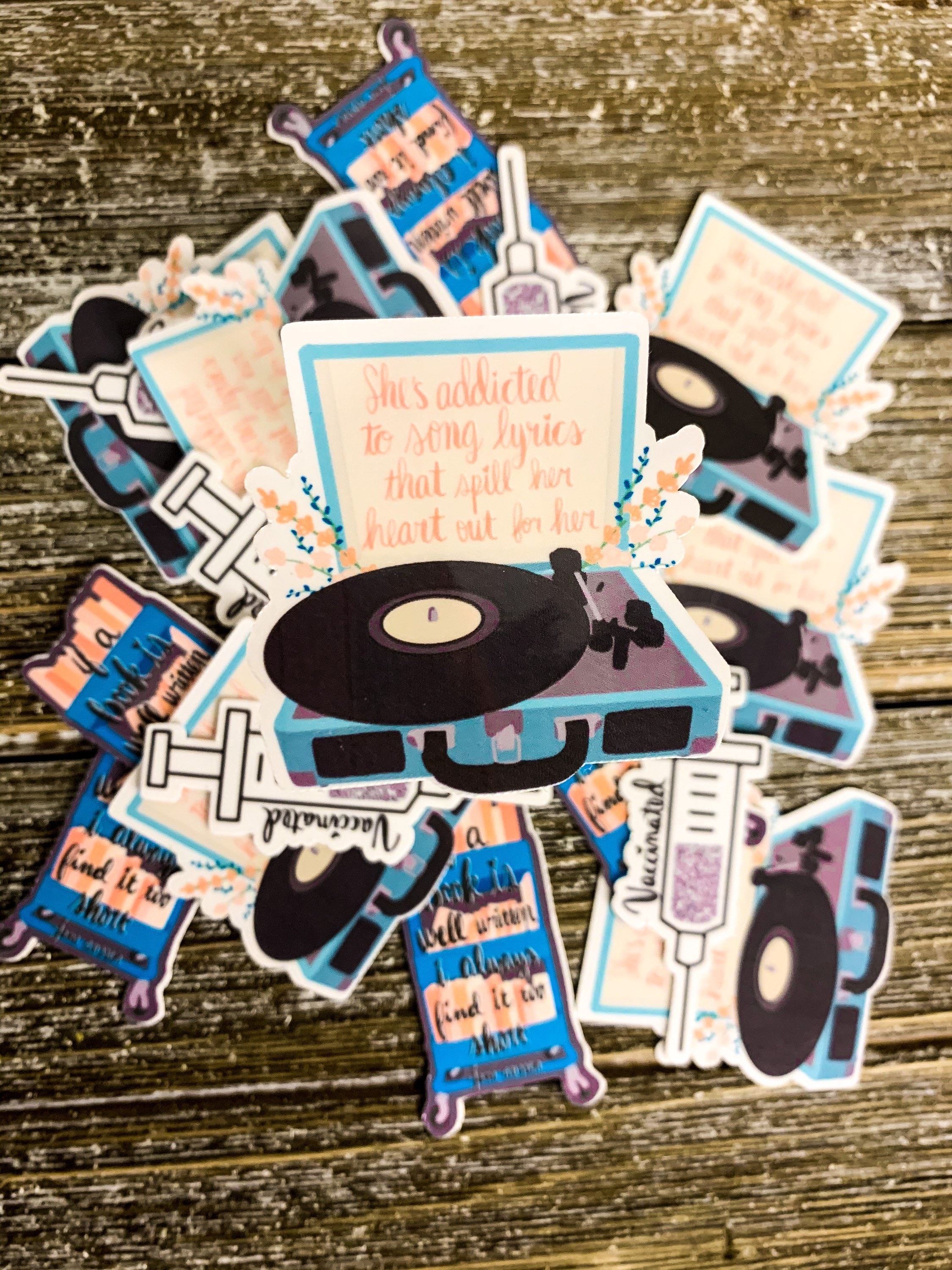 Record Player Sticker Laptop Decals, Water Bottle Sticker, Record ...