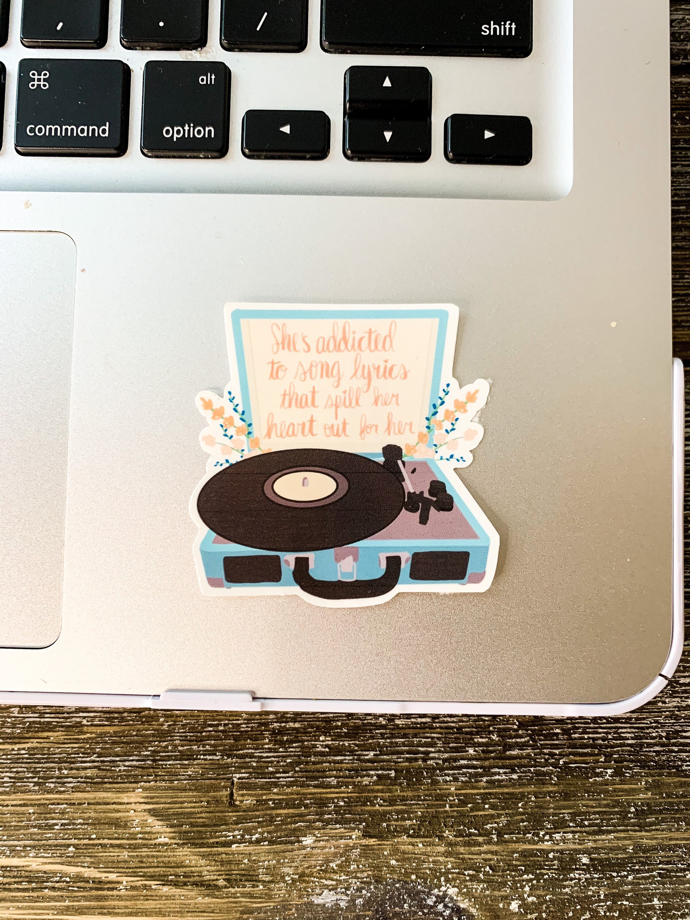Record Player Sticker Laptop Decals, Water Bottle Sticker, Record ...