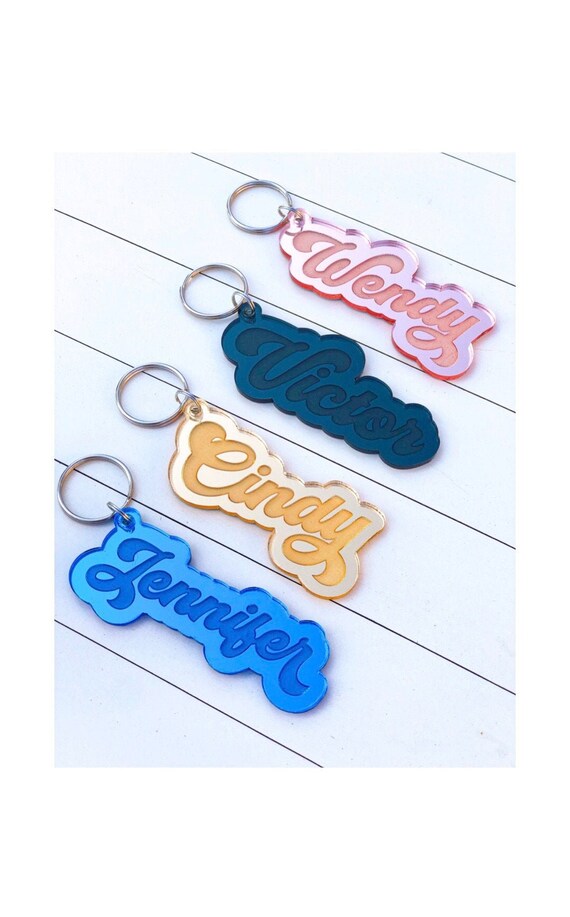 Custom acrylic name keychain Personalized name keychain | Etsy