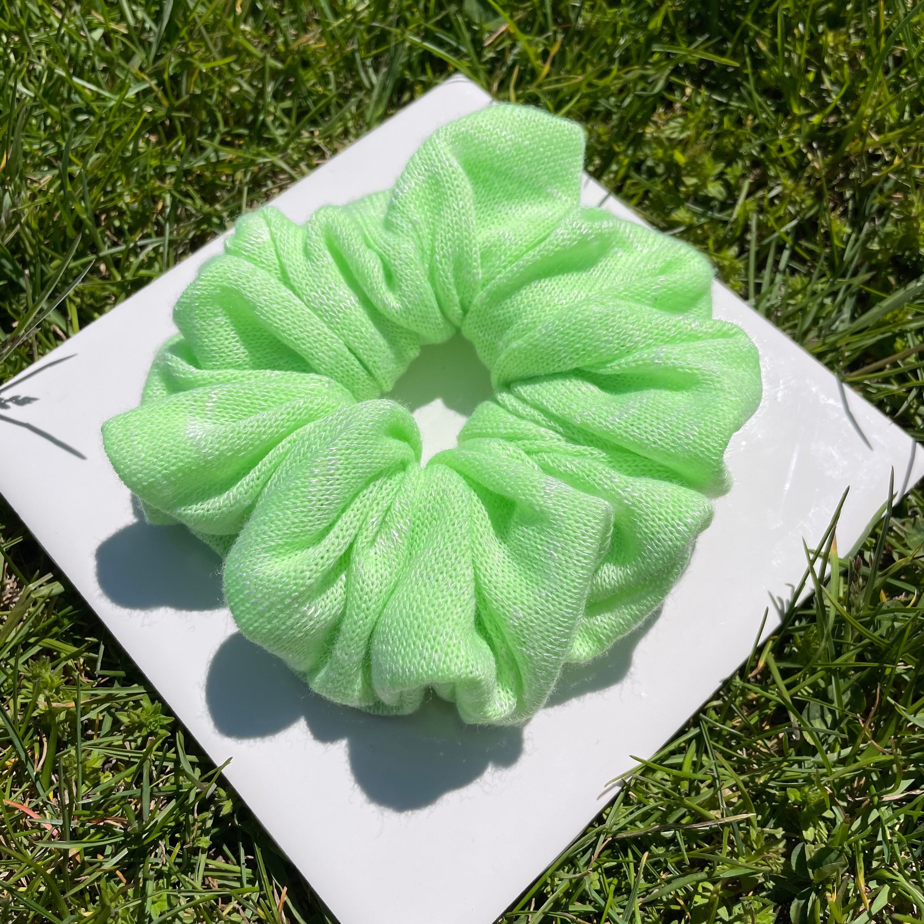 Lime Green Knit Scrunchie // Handmade Hair Scrunchie Hair Tie - Etsy