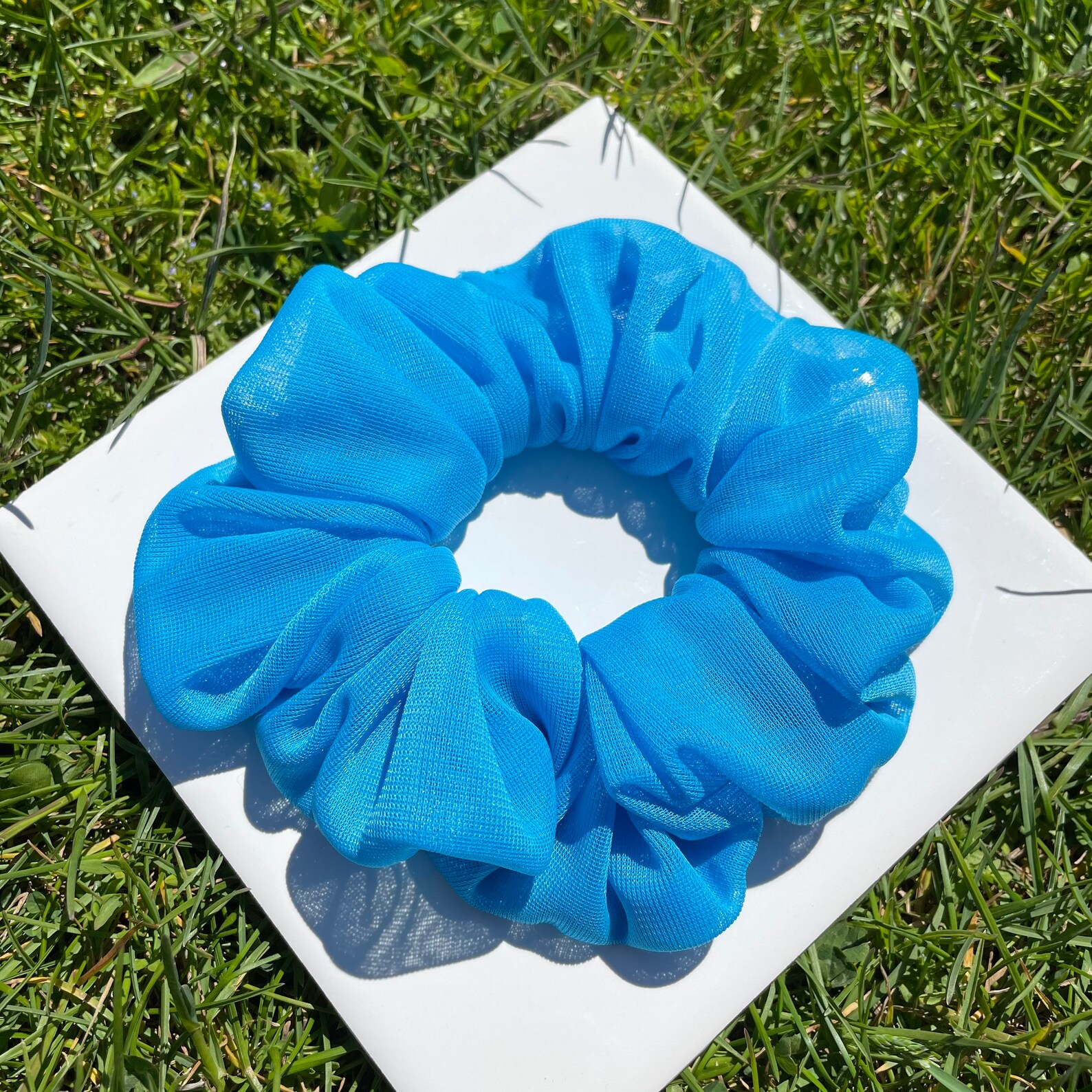 Blue Organza Extra Fluffy Scrunchie // Handmade Scrunchie - Etsy