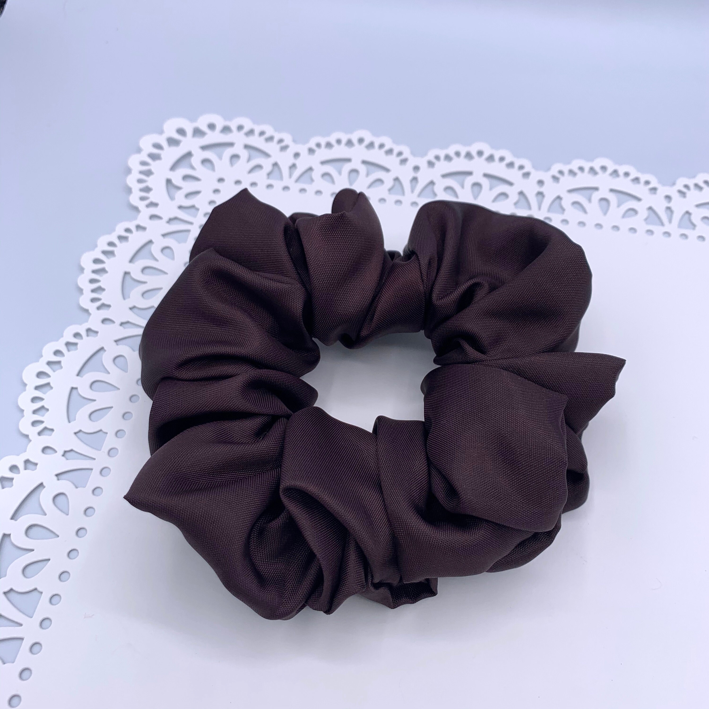 Extra Fluffy Brown Satin // HANDMADE Hair Scrunchie NO BOW - Etsy