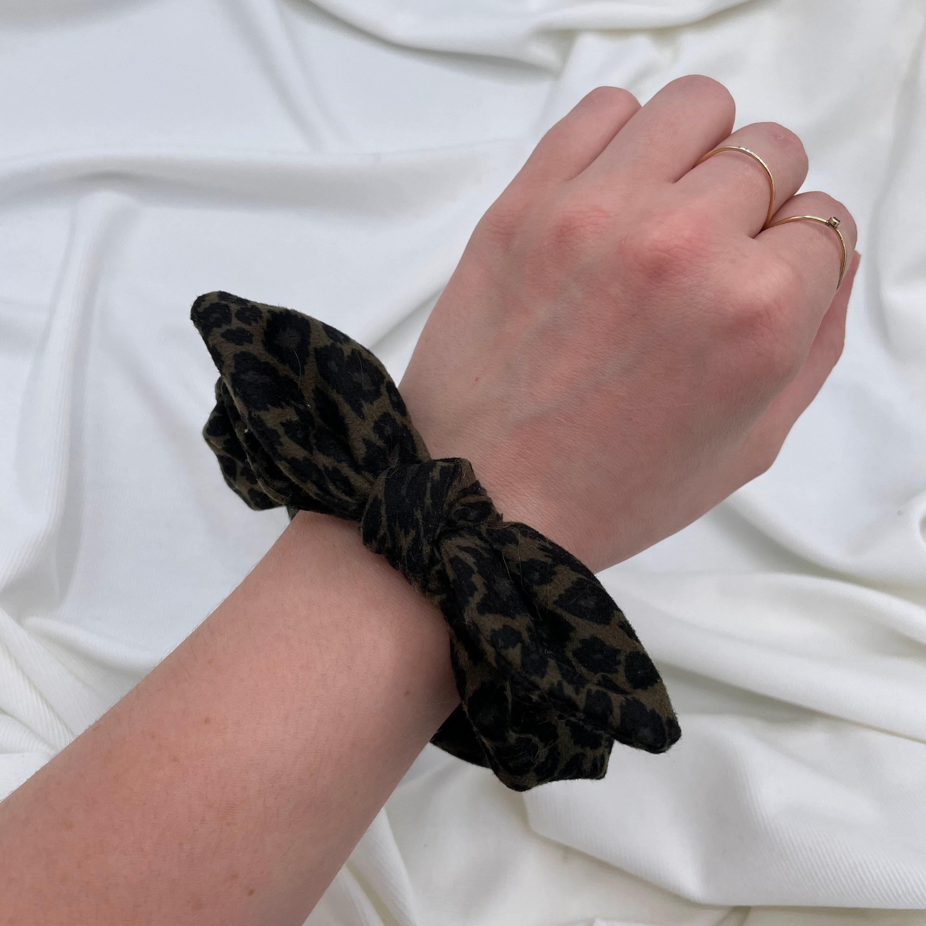 Dark Olive & Brown Leopard Print Suede // HANDMADE Hair | Etsy