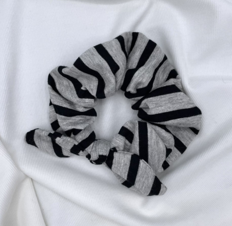 Grey & Black Striped Knit // HANDMADE Hair Scrunchie With - Etsy