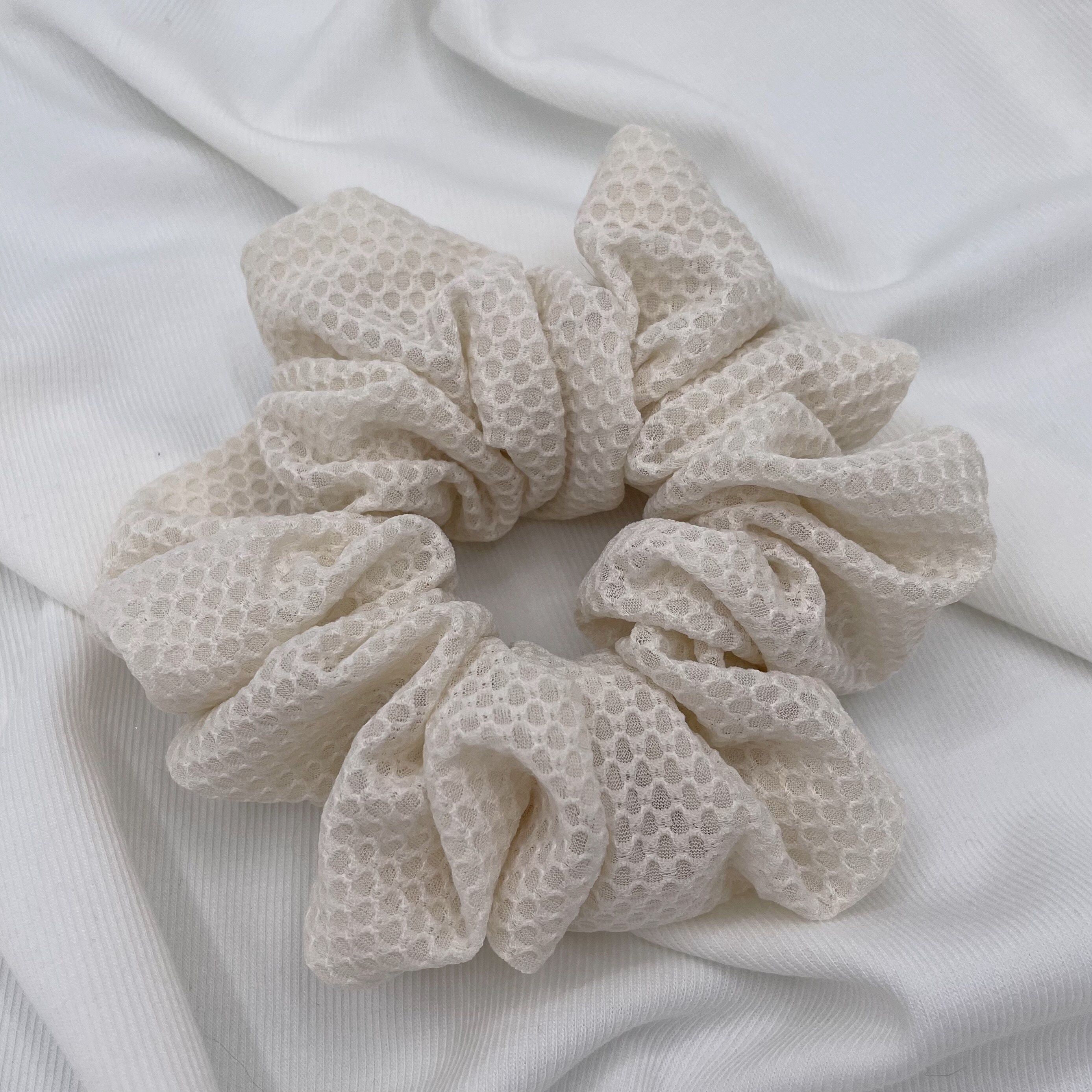 Ivory Stretch Netting Scrunchie // Handmade Hair Scrunchie Hair Tie ...