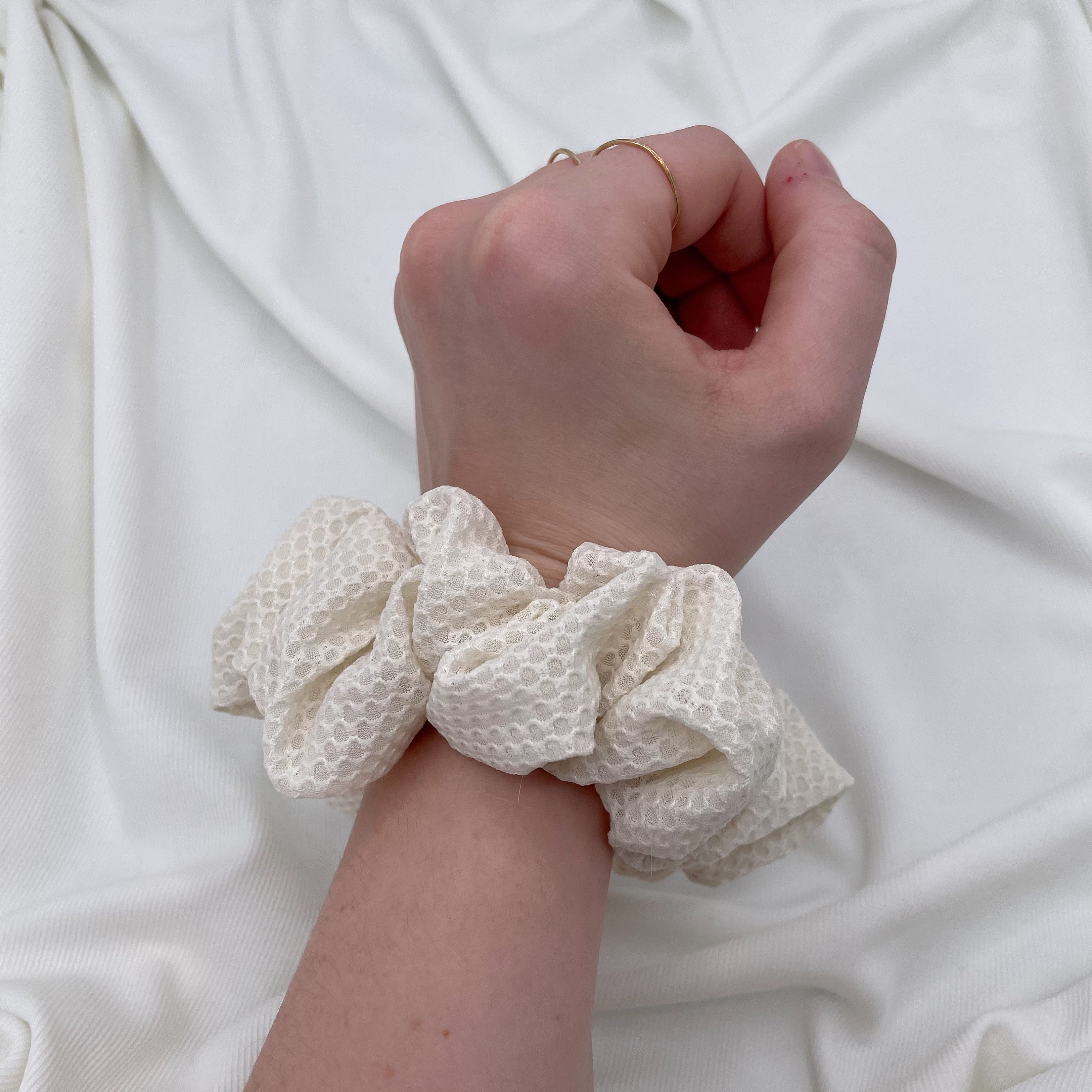 Ivory Stretch Netting Scrunchie // Handmade Hair Scrunchie Hair Tie ...