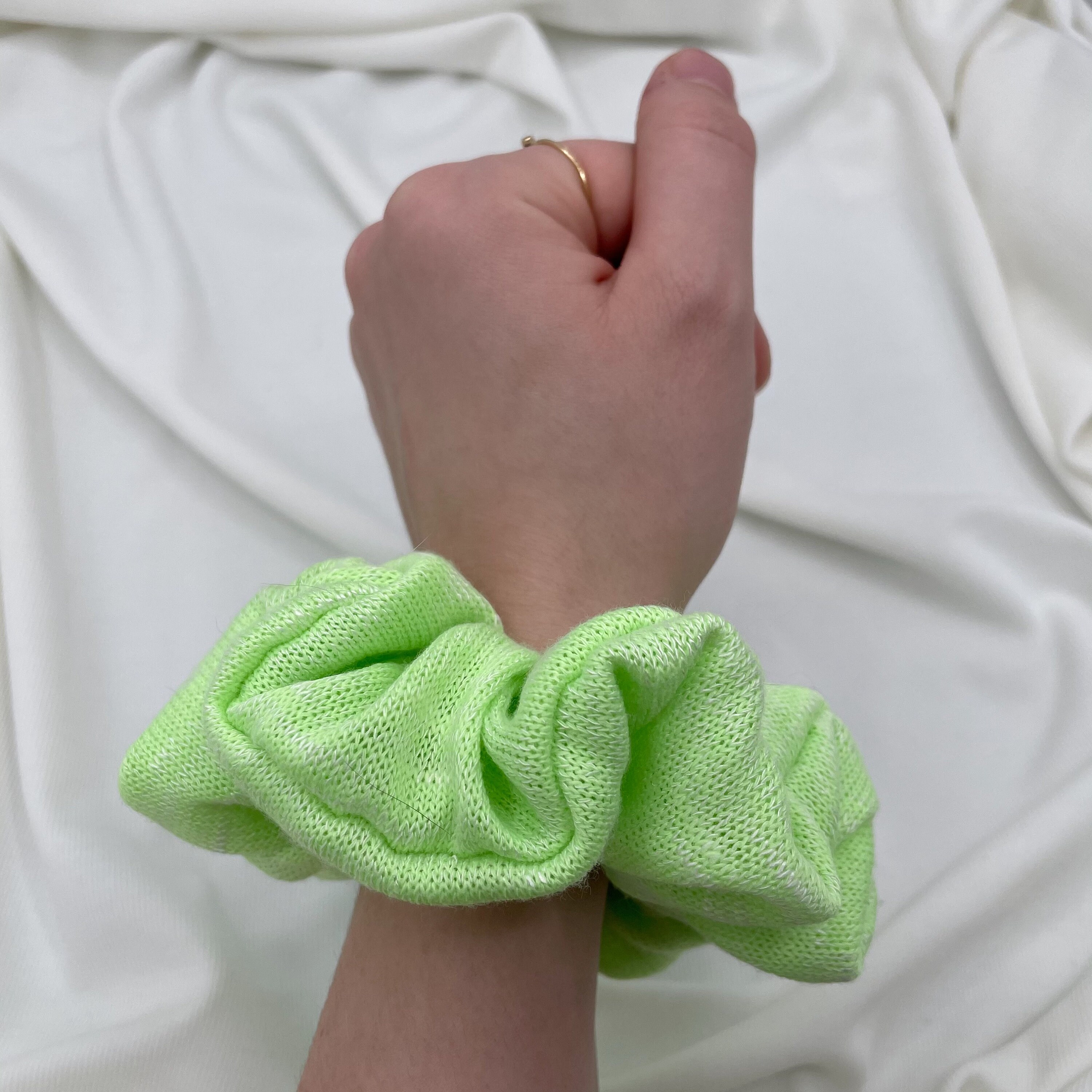 Lime Green Knit Scrunchie // Handmade Hair Scrunchie Hair Tie - Etsy