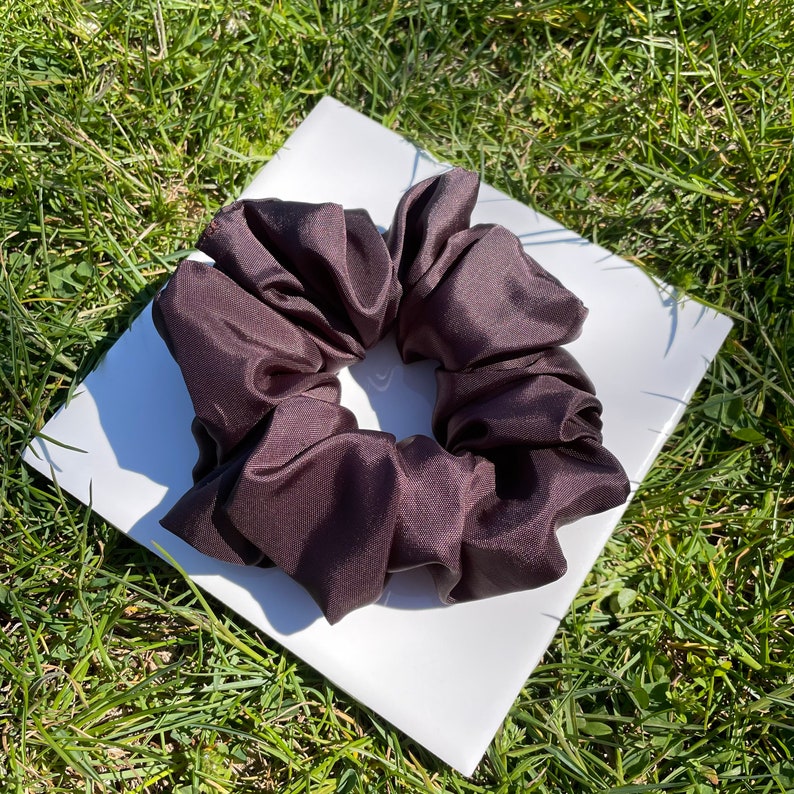 Extra Fluffy Brown Satin // HANDMADE Hair Scrunchie NO BOW - Etsy