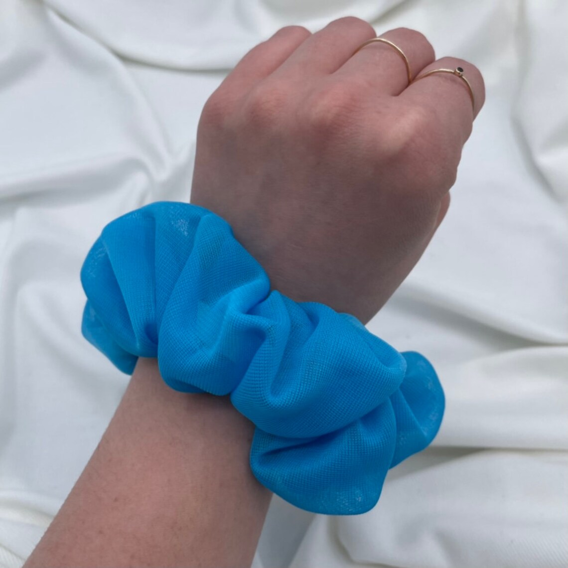 Blue Organza Extra Fluffy Scrunchie // Handmade Scrunchie - Etsy