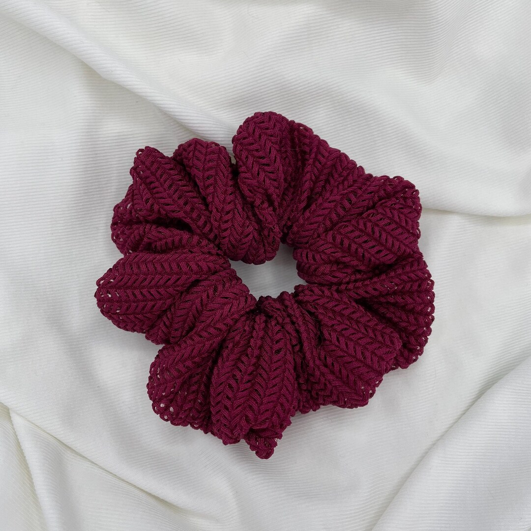 Red Knit Jumbo Scrunchie Wine Colored Hair Tie - Etsy